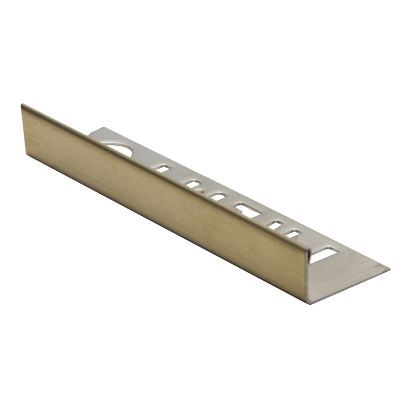 PREMTOOL Straight Edge Brushed Gold Stainless Steel Tile Trim SSE 2.5m ...