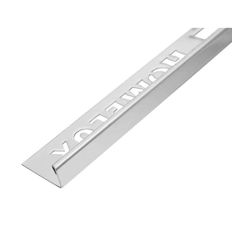 Homelux Stainless Steel Effect Aluminium Straight Edge Tile Trim Silver 2.5m | Premium Tile Trim