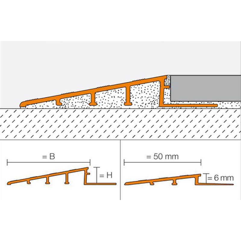 RENO-RAMP-AE Flooring Transition Ramp Anodised Aluminium 2.5m Length By ...